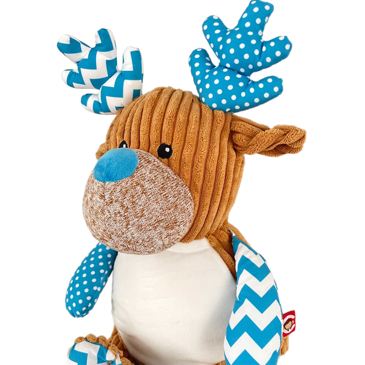 "Bluey Patchwork Reindeer" Personalised Christmas Plush – I Say Embroidery